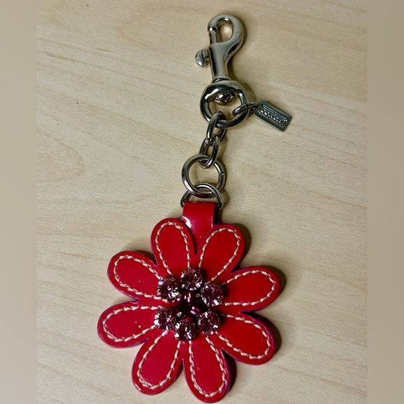 Coach | Bags | Coach Leather And Crystal Daisy Flower Bag Charm | Poshmark